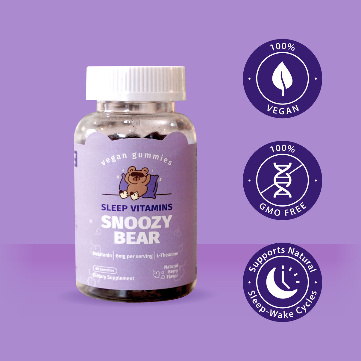 Snoozy Bear Sleep Vitamins (60 tablets) - Vegan Gummies – wello bears